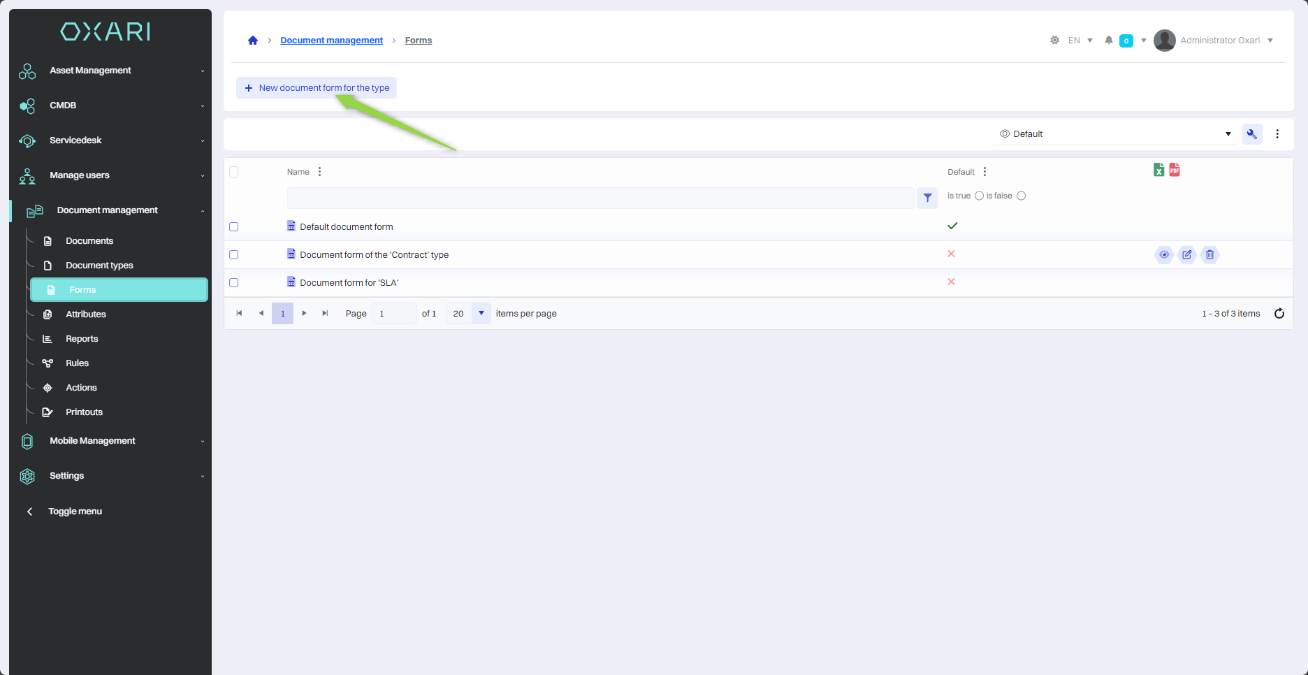 Document types forms
